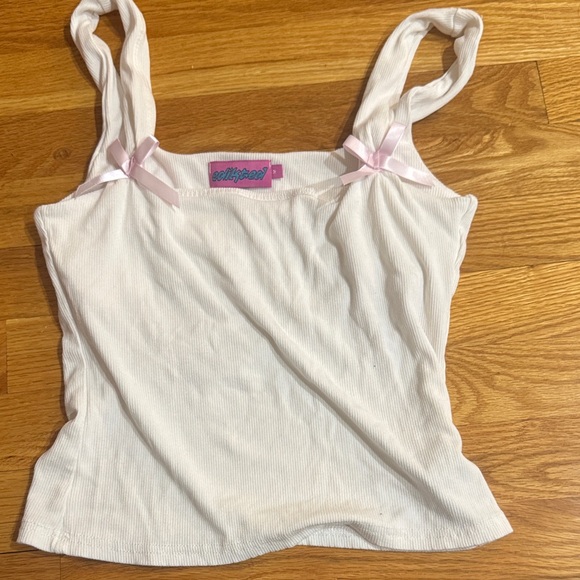Edikted | Tops | Edikted White Ribbed Tank With Pink Bows | Poshmark